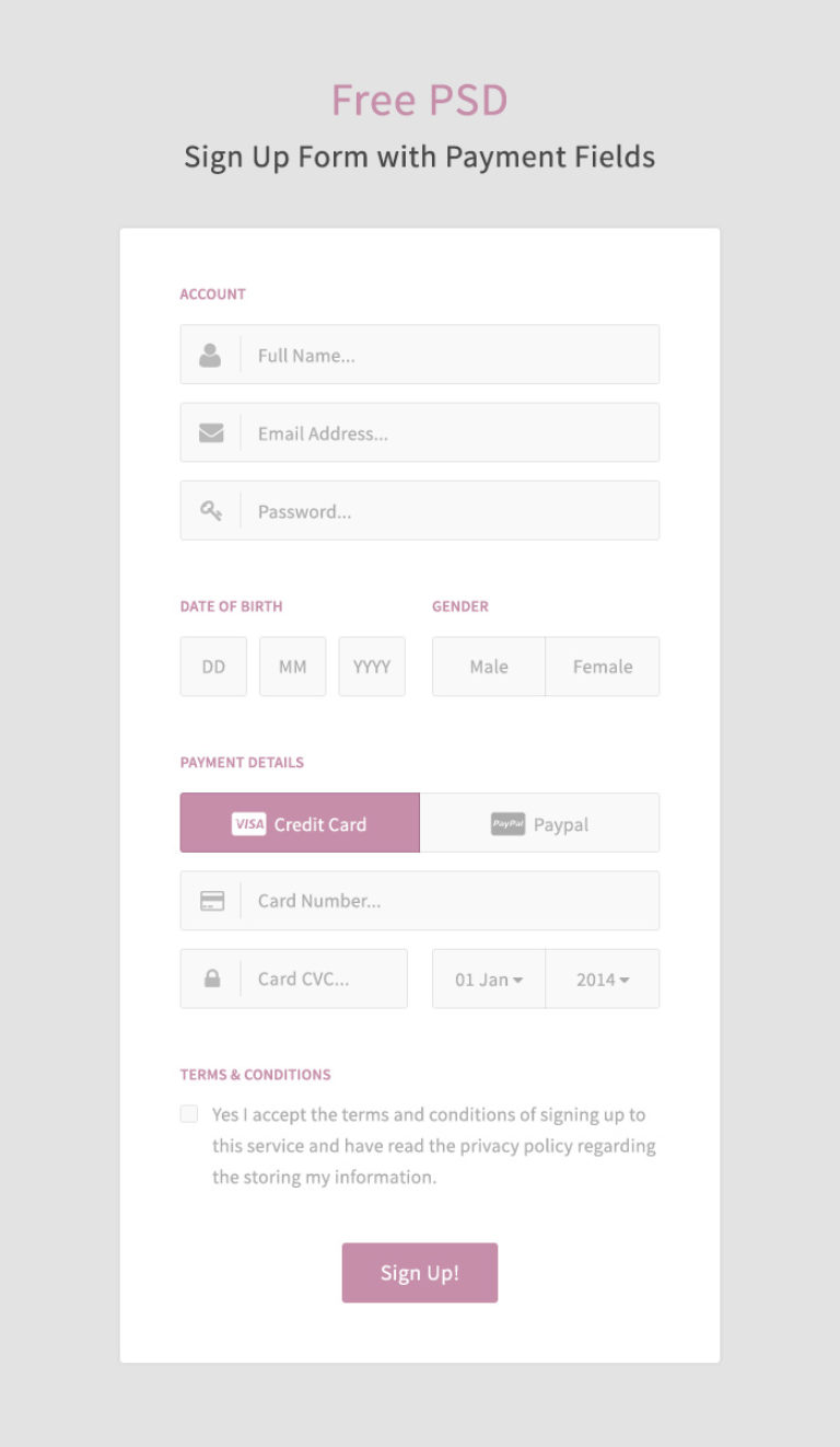 Signup Form (Free PSD) – Inspirational Pixels